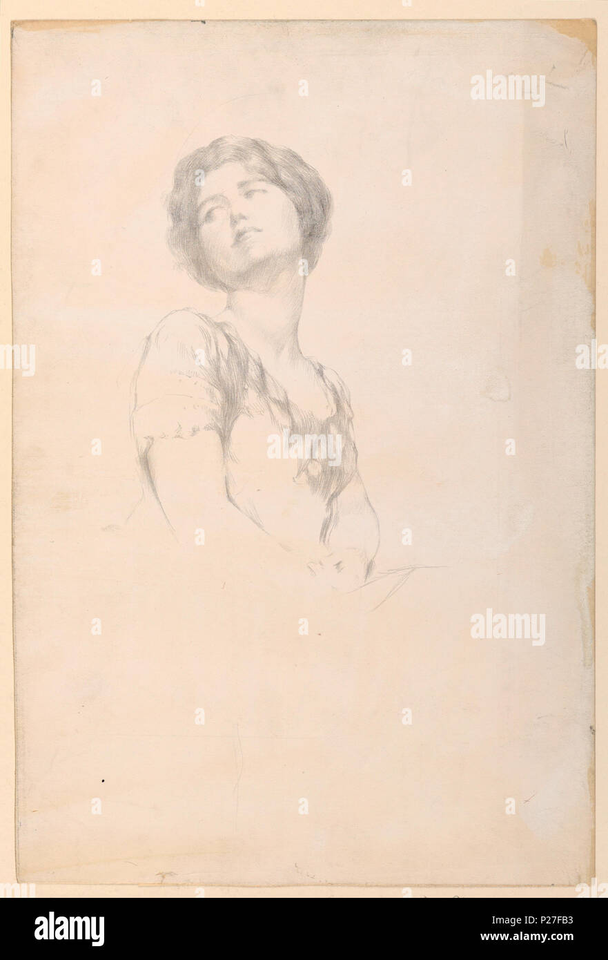 . English: Drawing, Portrait of a Woman, ca. 1900 . English: Vertical ...