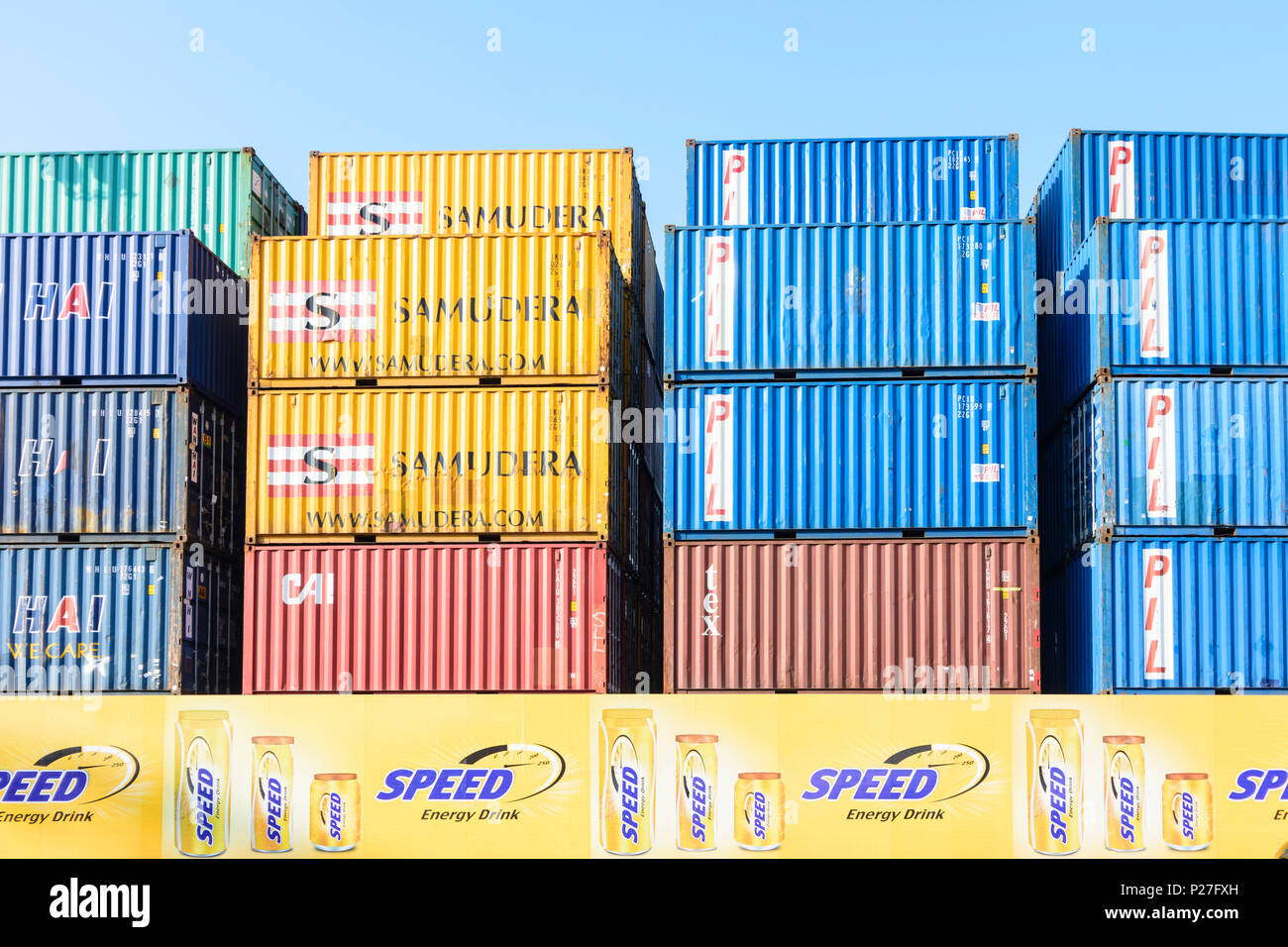 Yangon (Rangoon), container at port, Yangon Region, Myanmar (Burma ...