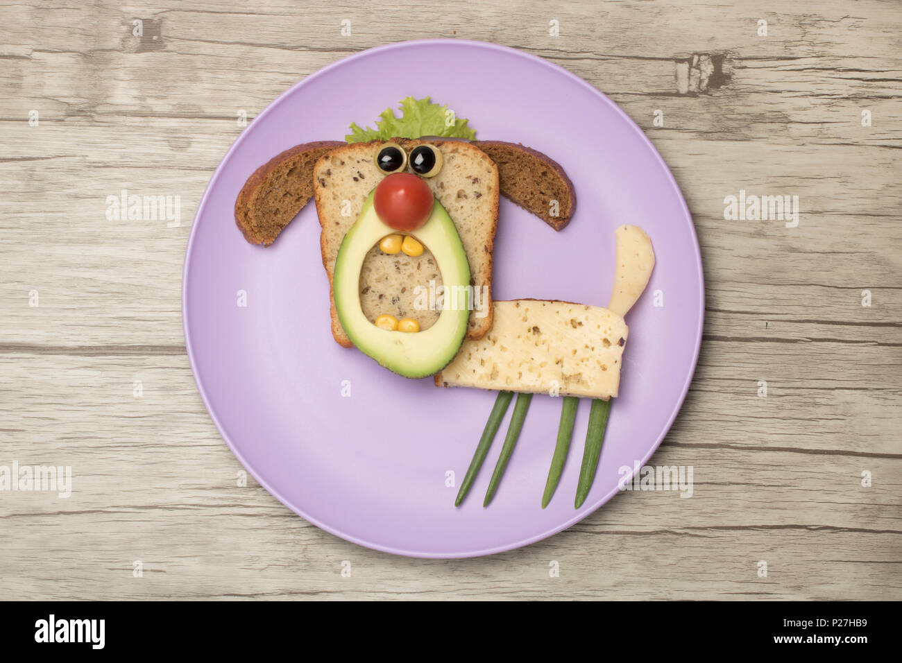 Barking dog made with bread and vegetables Stock Photo - Alamy