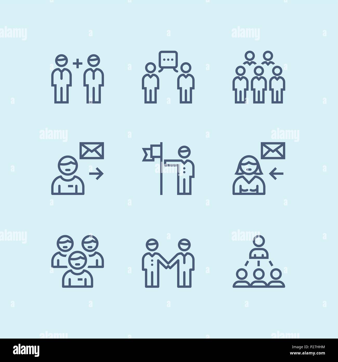 Outline Business people, meeting, team work vector simple icons for web ...