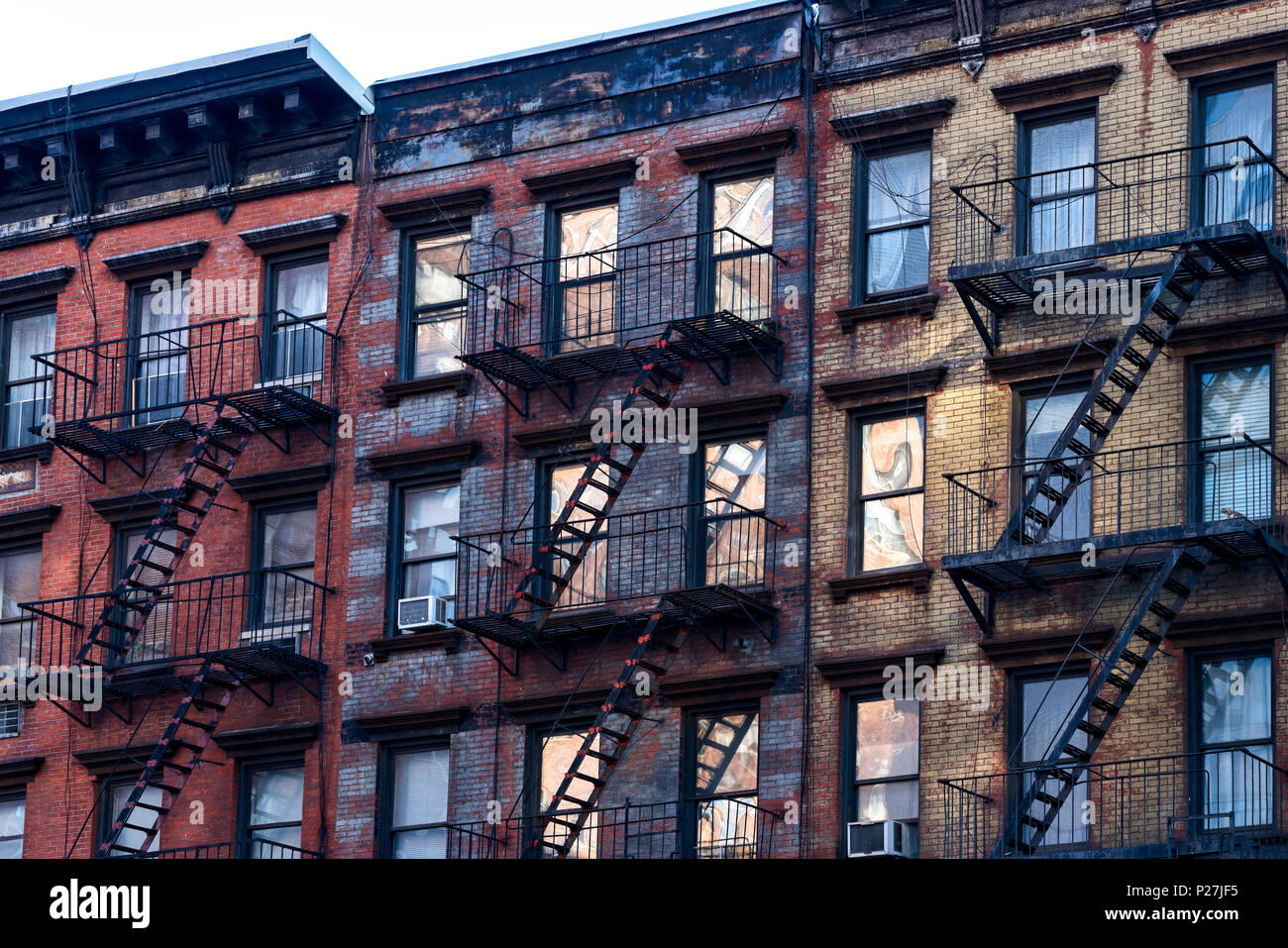 Late Day Reflections on Manhattan, NYC, Tenement Apartment Buildings ...