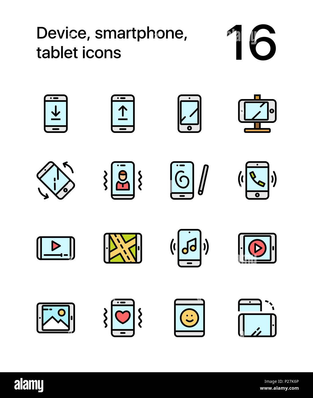 Colored Device, smartphone, tablet icons for web and mobile design pack ...