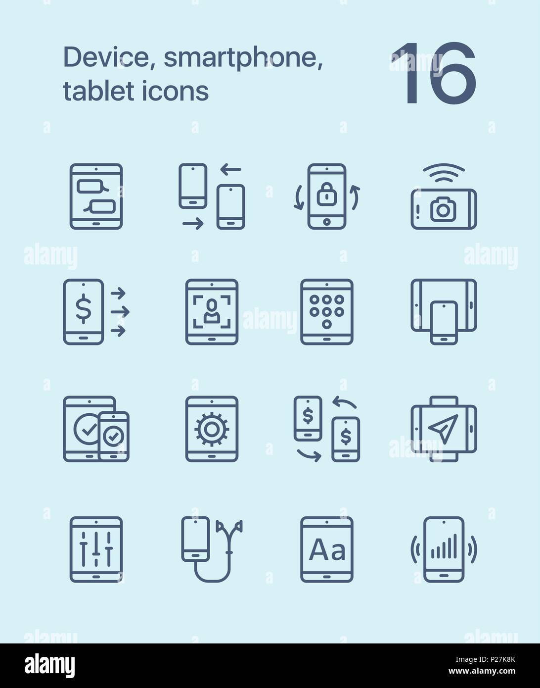Tablet chat icon outline hi-res stock photography and images - Alamy