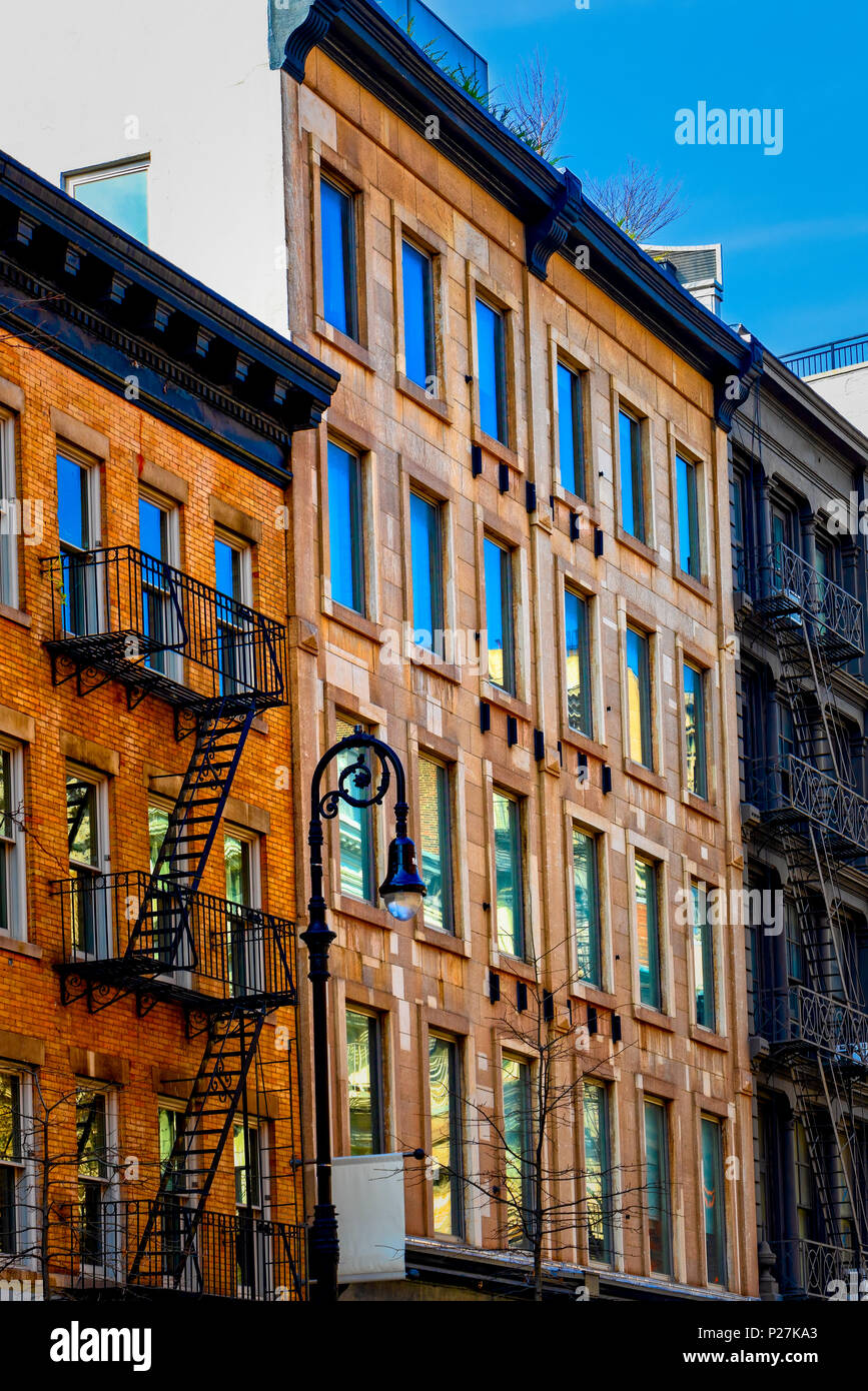 Manhattan, New York City, Soho, Looking Up at Tenement Apartment ...