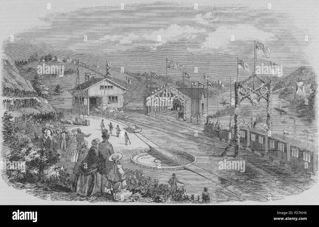 . English: Image of Eidsvold (now Eidsvoll) railway station in 1854 ...