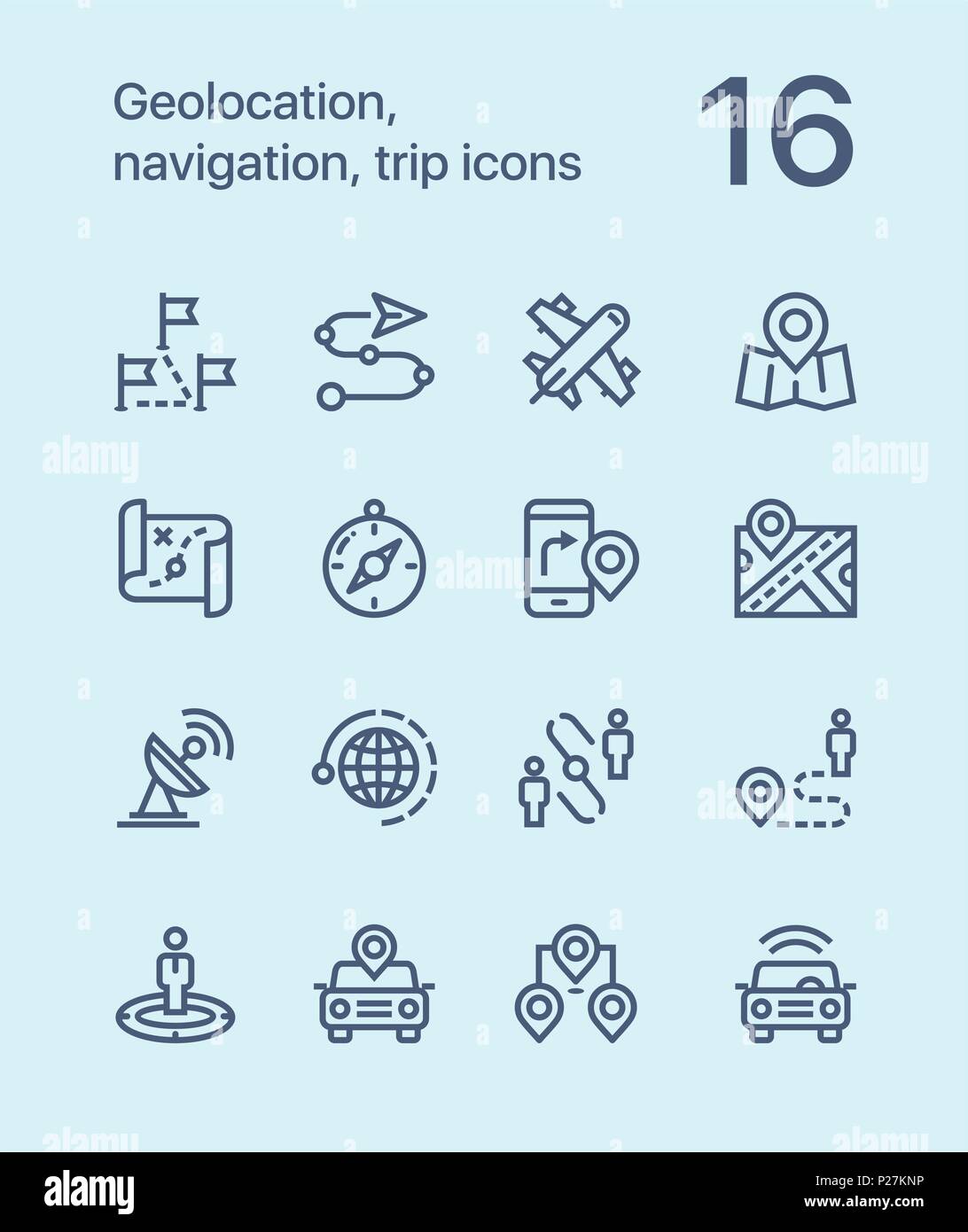 Outline Geolocation, navigation, trip icons for web and mobile design ...