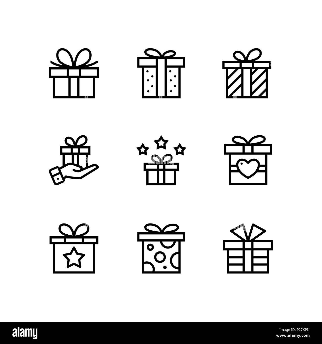 Gift, present, surprise vector simple outline icons for web and mobile ...