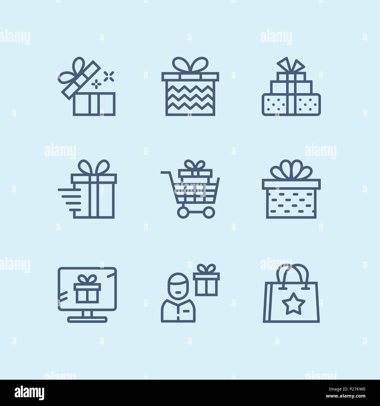 Outline Gift, present, surprise vector simple outline icons for web and ...