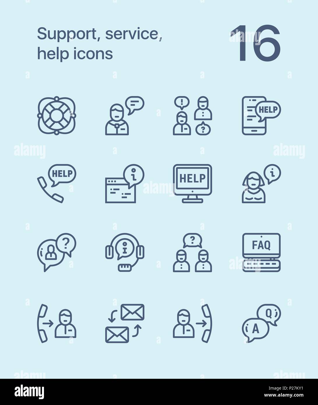 Outline Support, service, help simple line icons for web and mobile ...