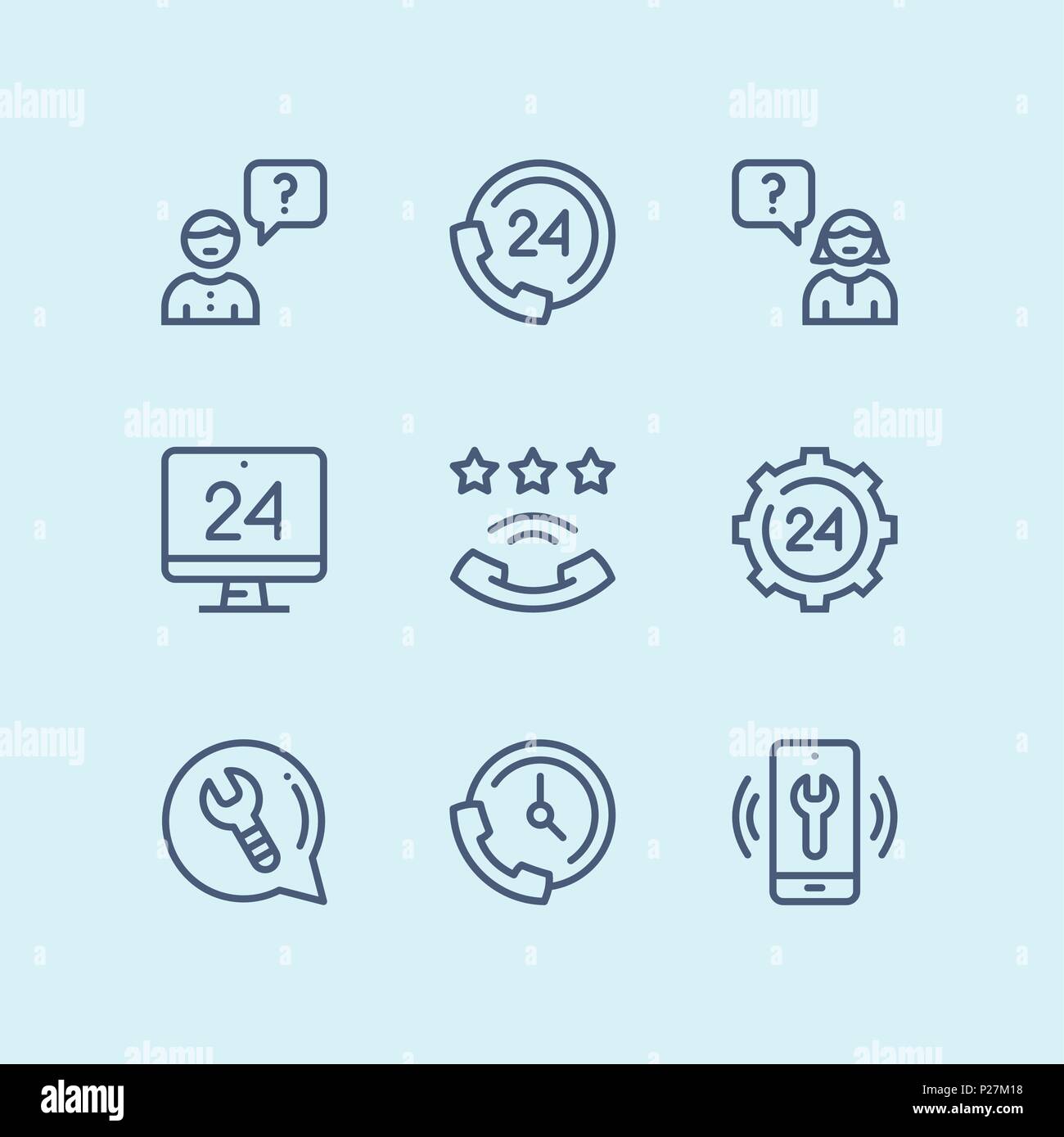 Outline Support, service, help simple line icons for web and mobile ...