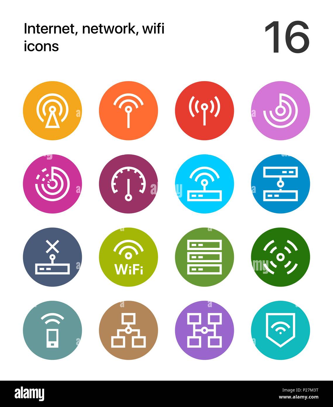 Colorful Internet, network, wifi icons for web and mobile design pack 1 ...