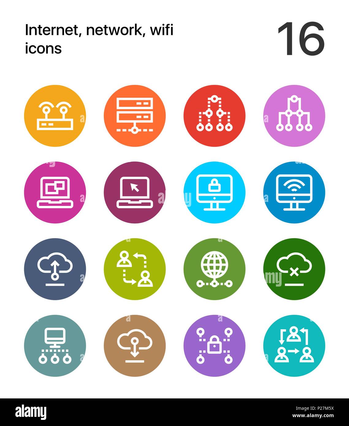 Colorful Internet, network, wifi icons for web and mobile design pack 2 ...