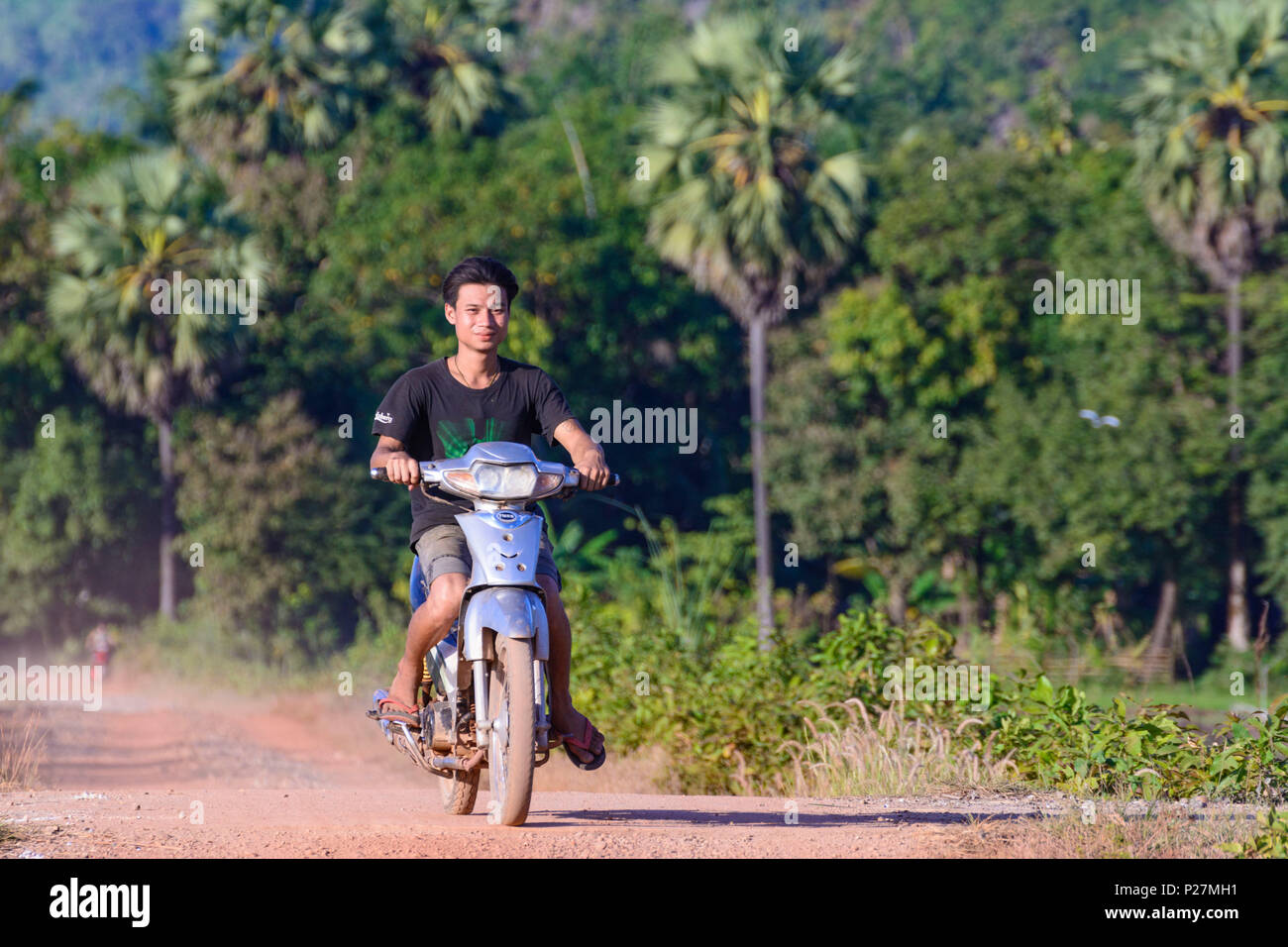 Hpa-An, young man on motorbike, Kayin (Karen) State, Myanmar (Burma ...