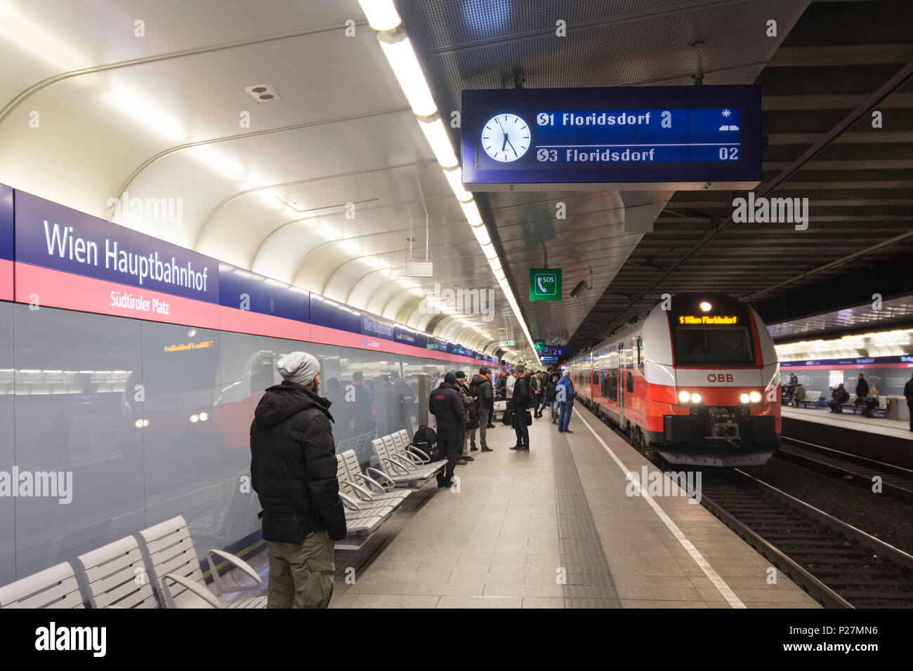 Vienna, main station Hauptbahnhof, underground station, S-Bahn local ...
