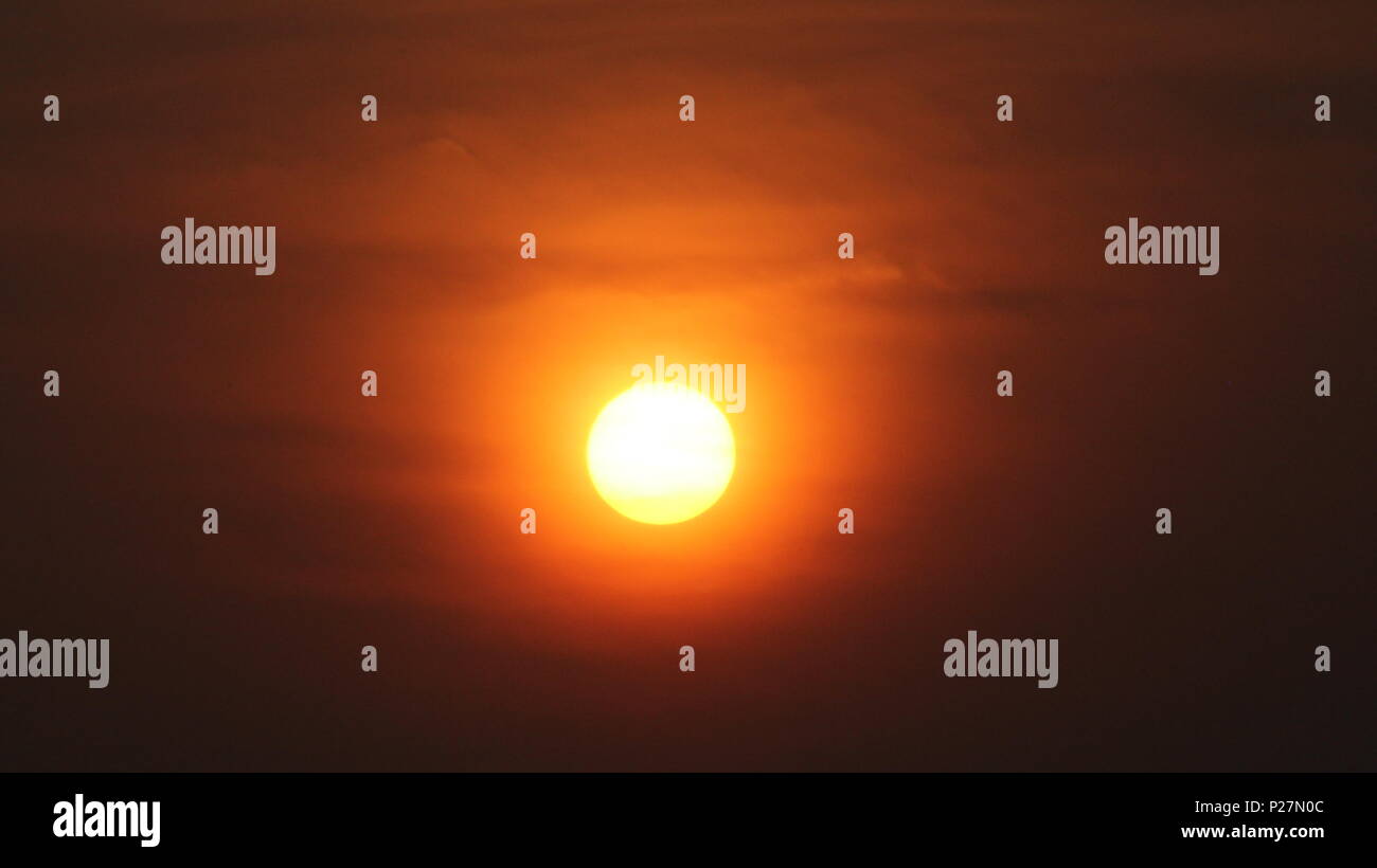 Most red sunset i have ever seen, sun storm maybe Stock Photo - Alamy