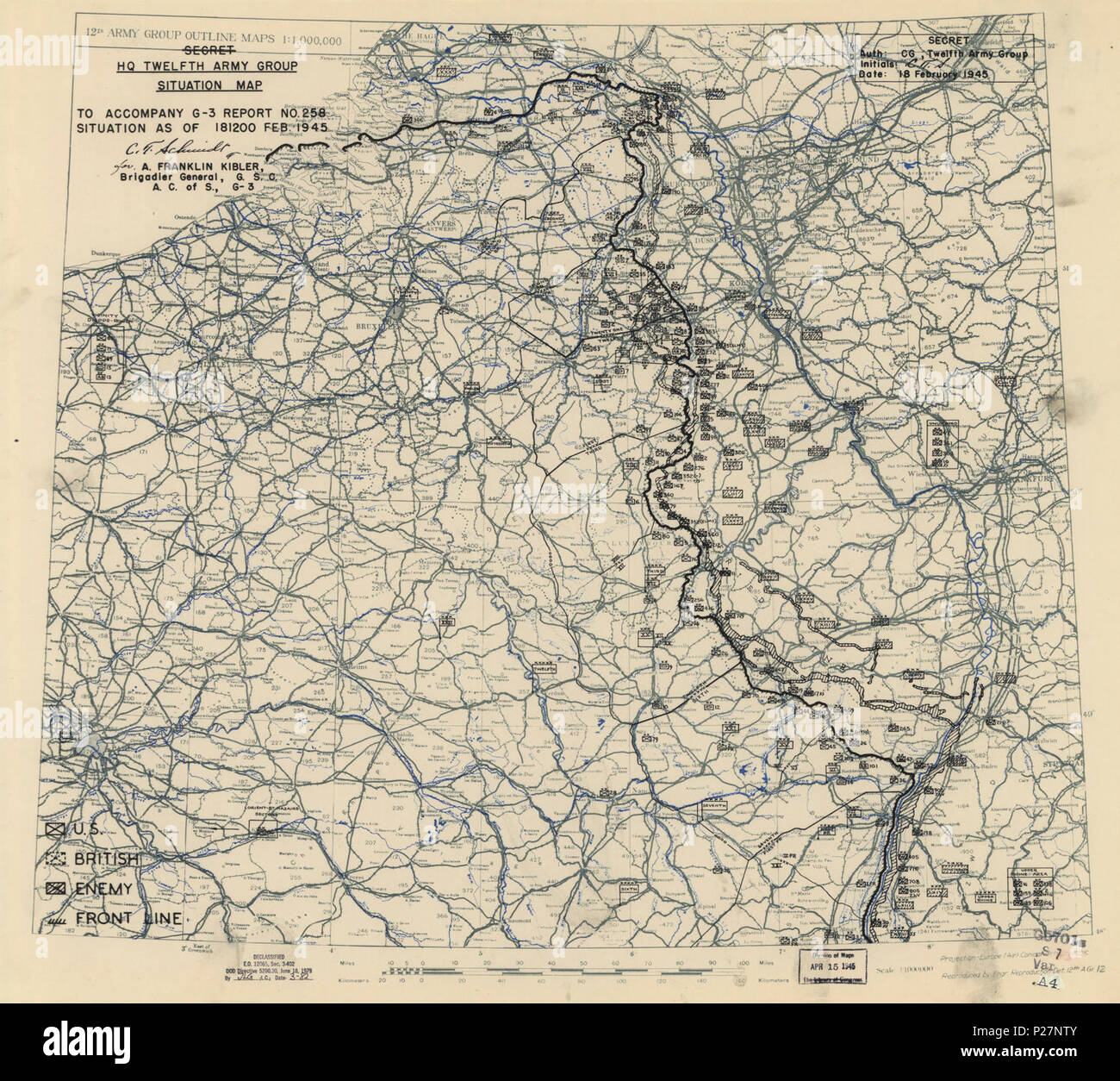 (February 18, 1945), HQ Twelfth Army Group situation map. LOC ...