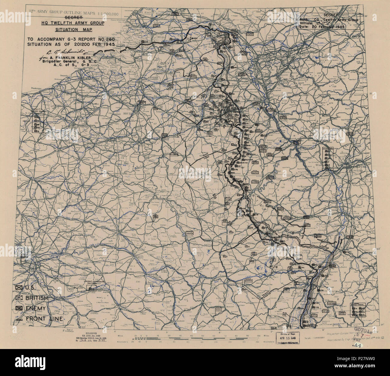 (February 20, 1945), HQ Twelfth Army Group situation map. LOC ...