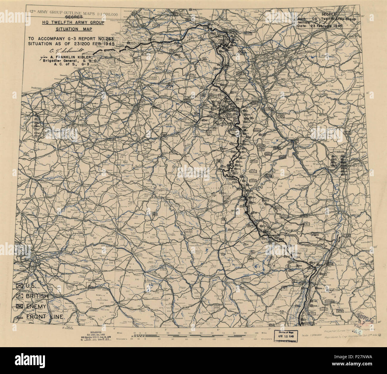 (February 23, 1945), HQ Twelfth Army Group situation map. LOC ...