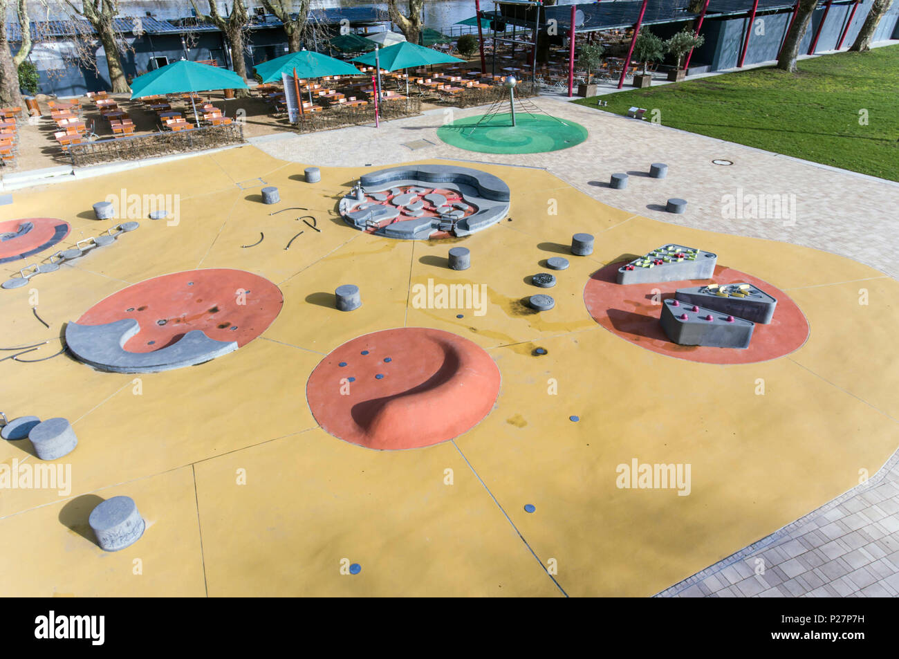 aerial view of a fun water playground in park summer Stock Photo - Alamy