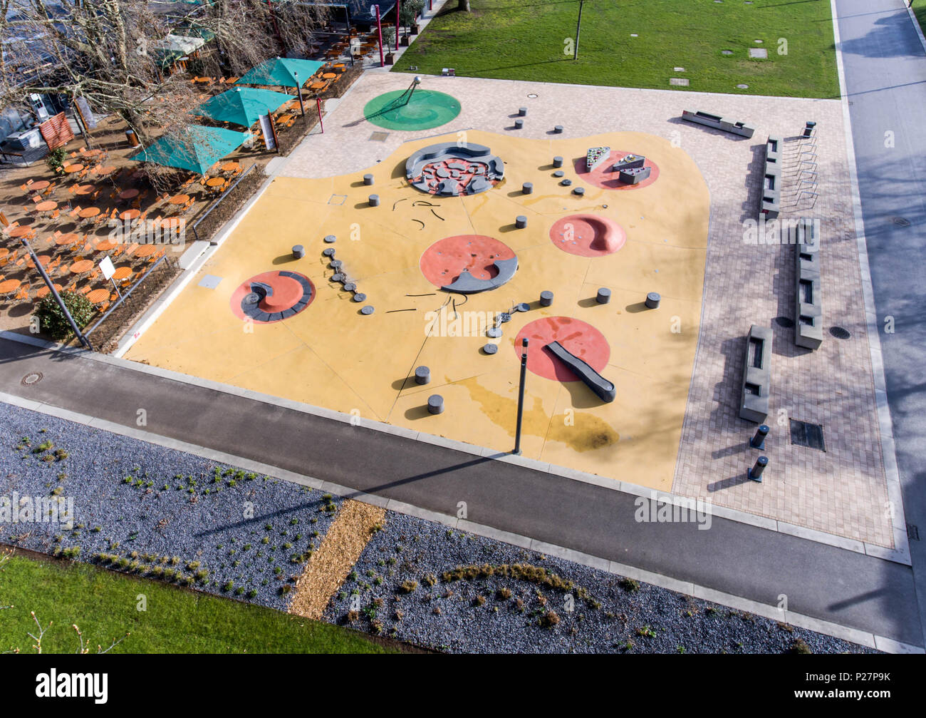 aerial view of a fun water playground in park summer Stock Photo - Alamy