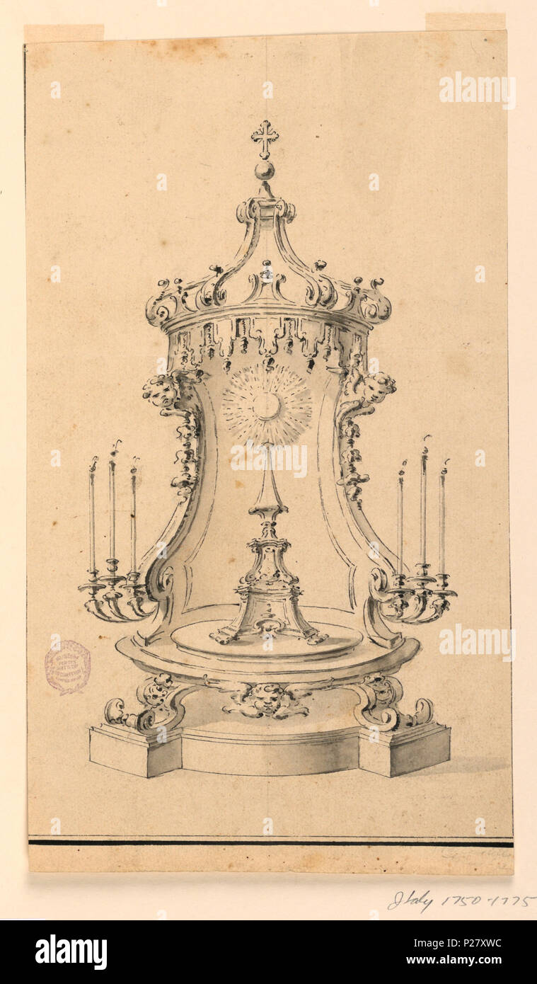 . English: Drawing (Italy) . English: Vertical composition of an altar ...