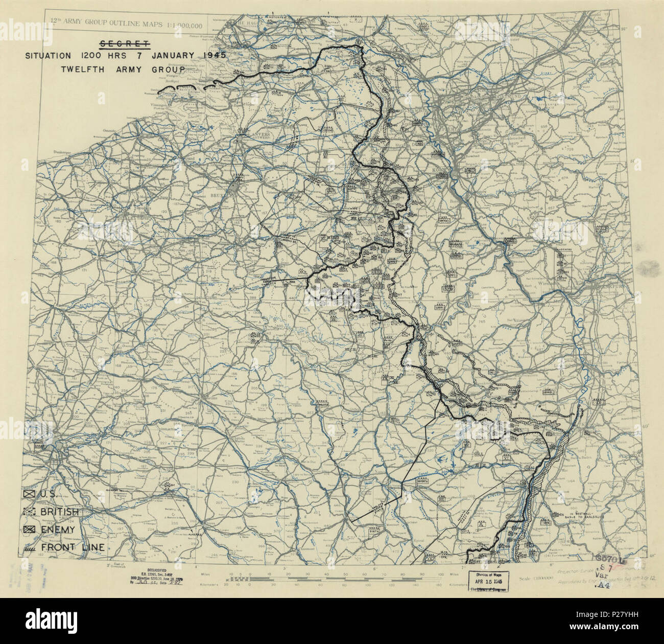 (January 7, 1945), HQ Twelfth Army Group situation map. LOC 2004630310 ...