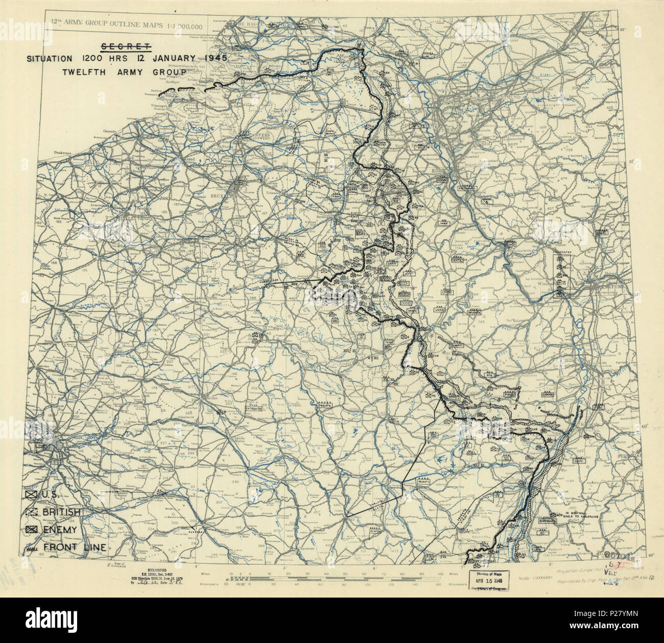 (January 12, 1945), HQ Twelfth Army Group situation map. LOC 2004630315 ...