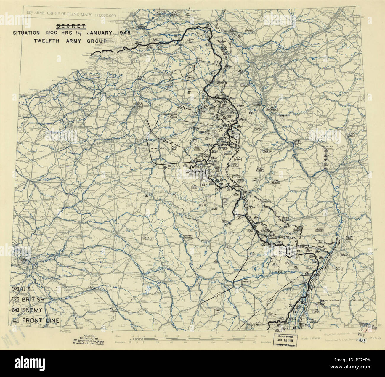 (January 14, 1945), HQ Twelfth Army Group situation map. LOC 2004630317 ...