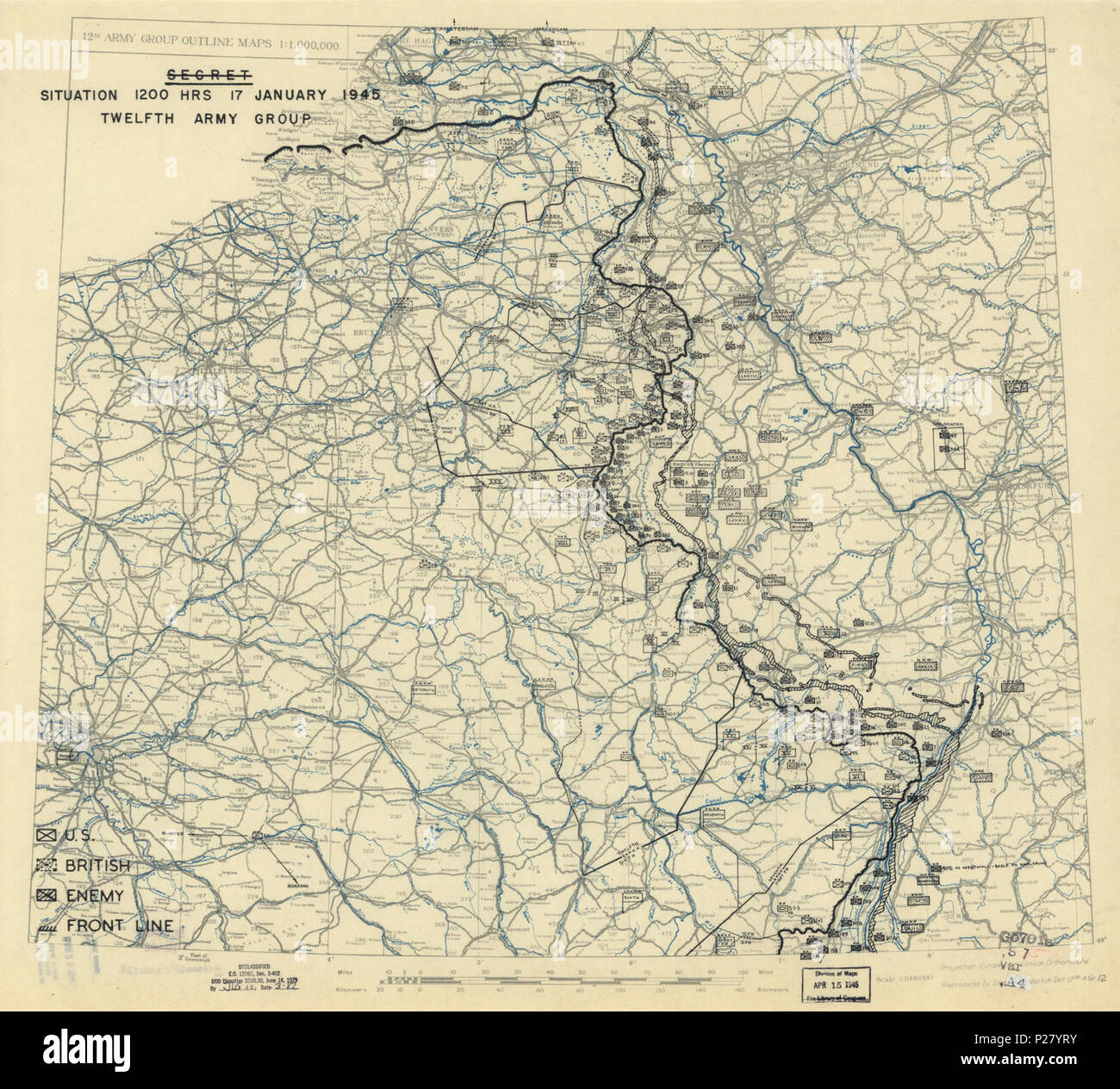 (January 17, 1945), HQ Twelfth Army Group situation map. LOC 2004630320 ...