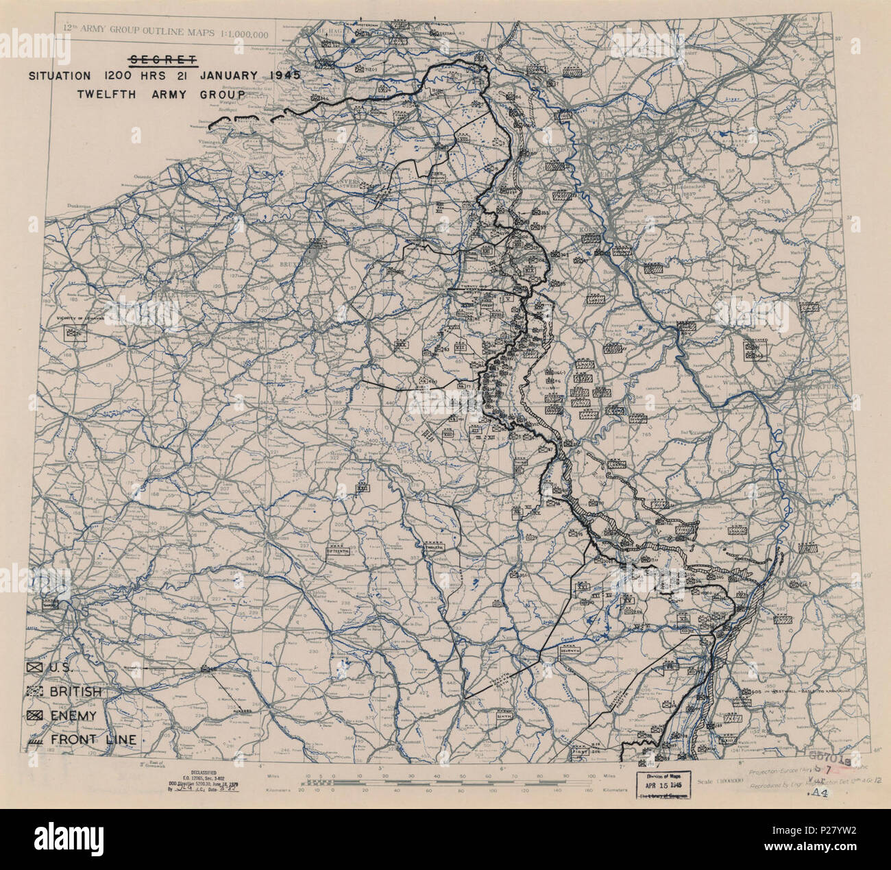 (January 21, 1945), HQ Twelfth Army Group situation map. LOC 2004630324 ...