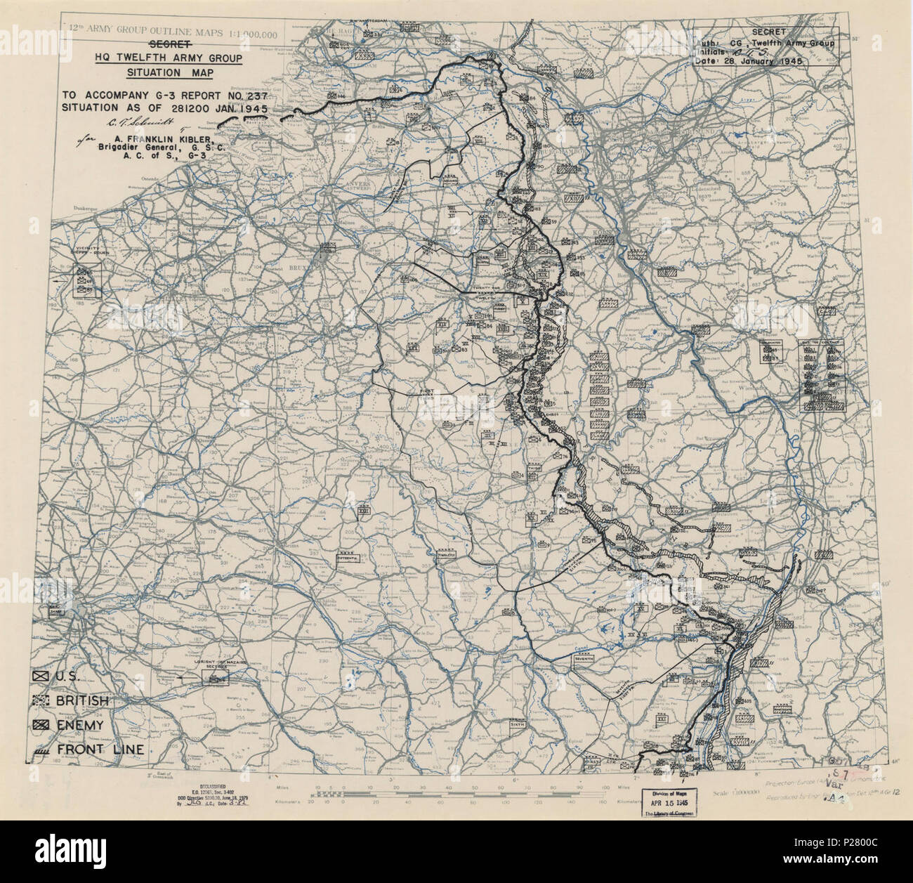 (January 28, 1945), HQ Twelfth Army Group situation map. LOC 2004630331 ...