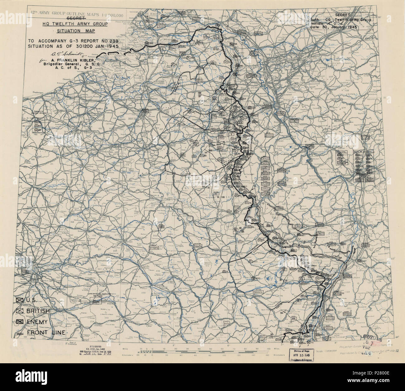 (January 30, 1945), HQ Twelfth Army Group situation map. LOC 2004630333 ...
