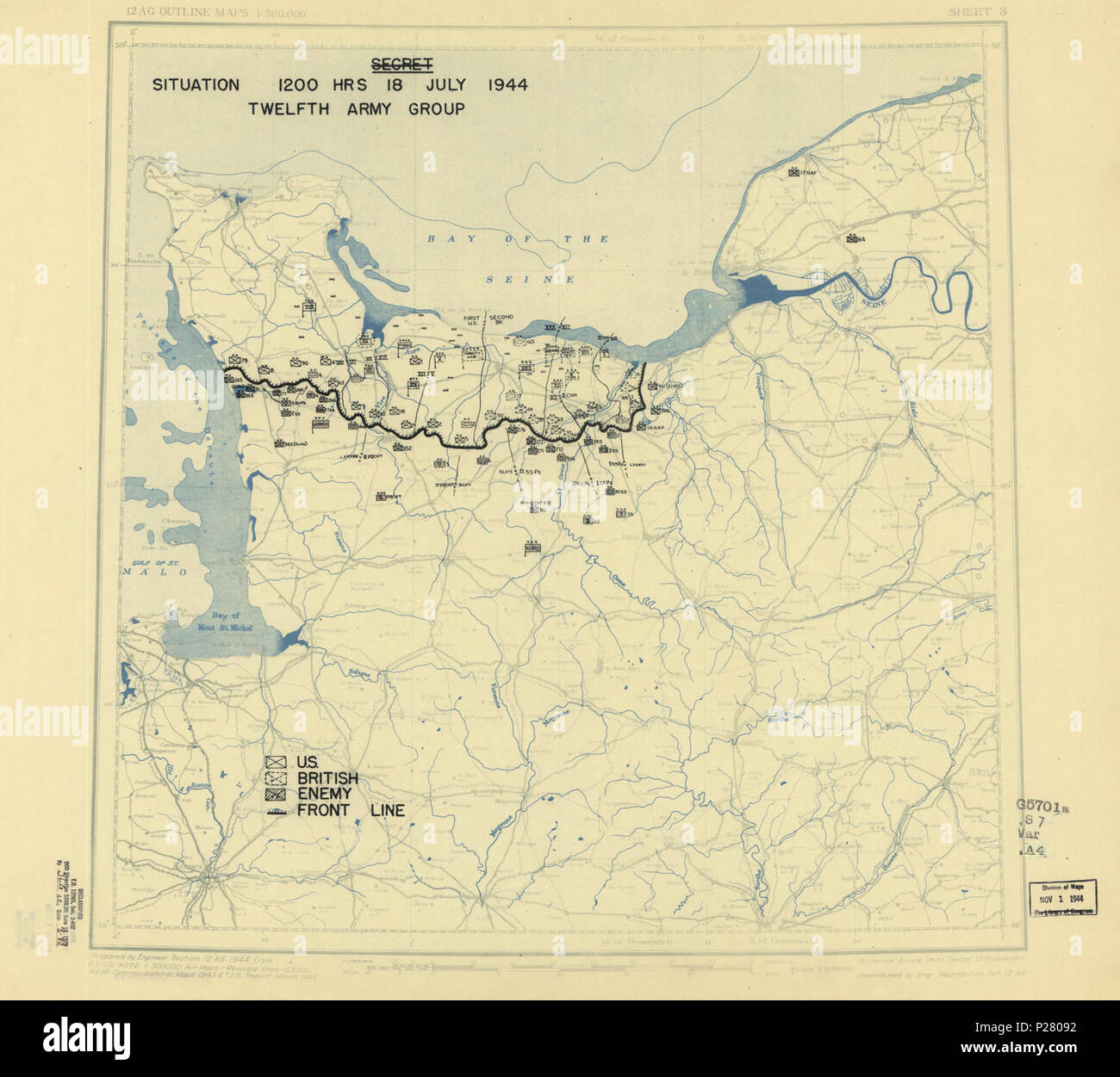 (July 18, 1944), HQ Twelfth Army Group situation map. LOC 2004629081 ...