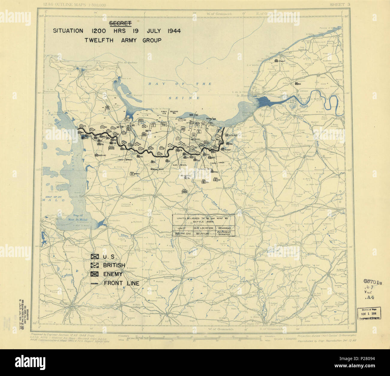 (July 19, 1944), HQ Twelfth Army Group situation map. LOC 2004629082 ...