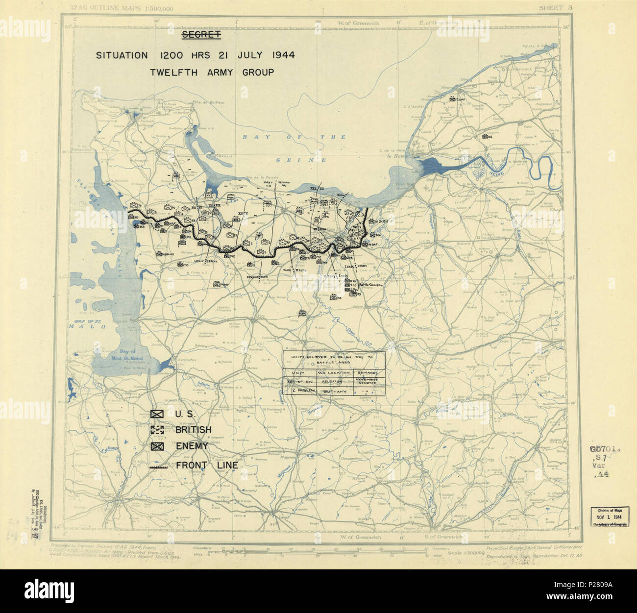 (July 21, 1944), HQ Twelfth Army Group situation map. LOC 2004629084 ...