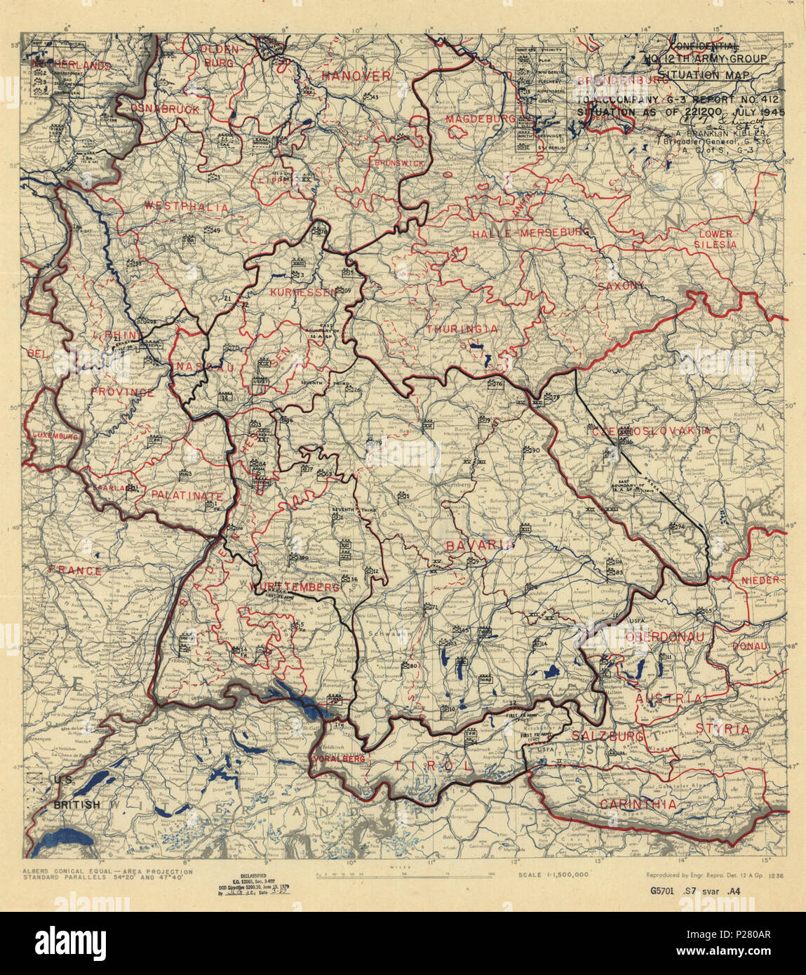 (July 22, 1945), HQ Twelfth Army Group situation map. LOC 2004629215 ...
