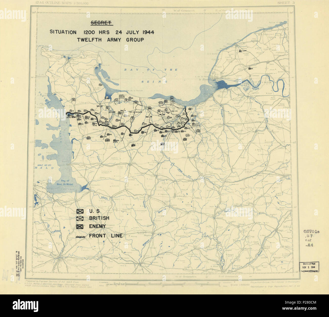 (July 24, 1944), HQ Twelfth Army Group situation map. LOC 2004629087 ...