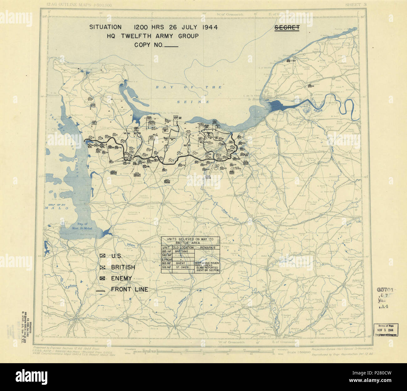 (July 26, 1944), HQ Twelfth Army Group situation map. LOC 2004629089 ...