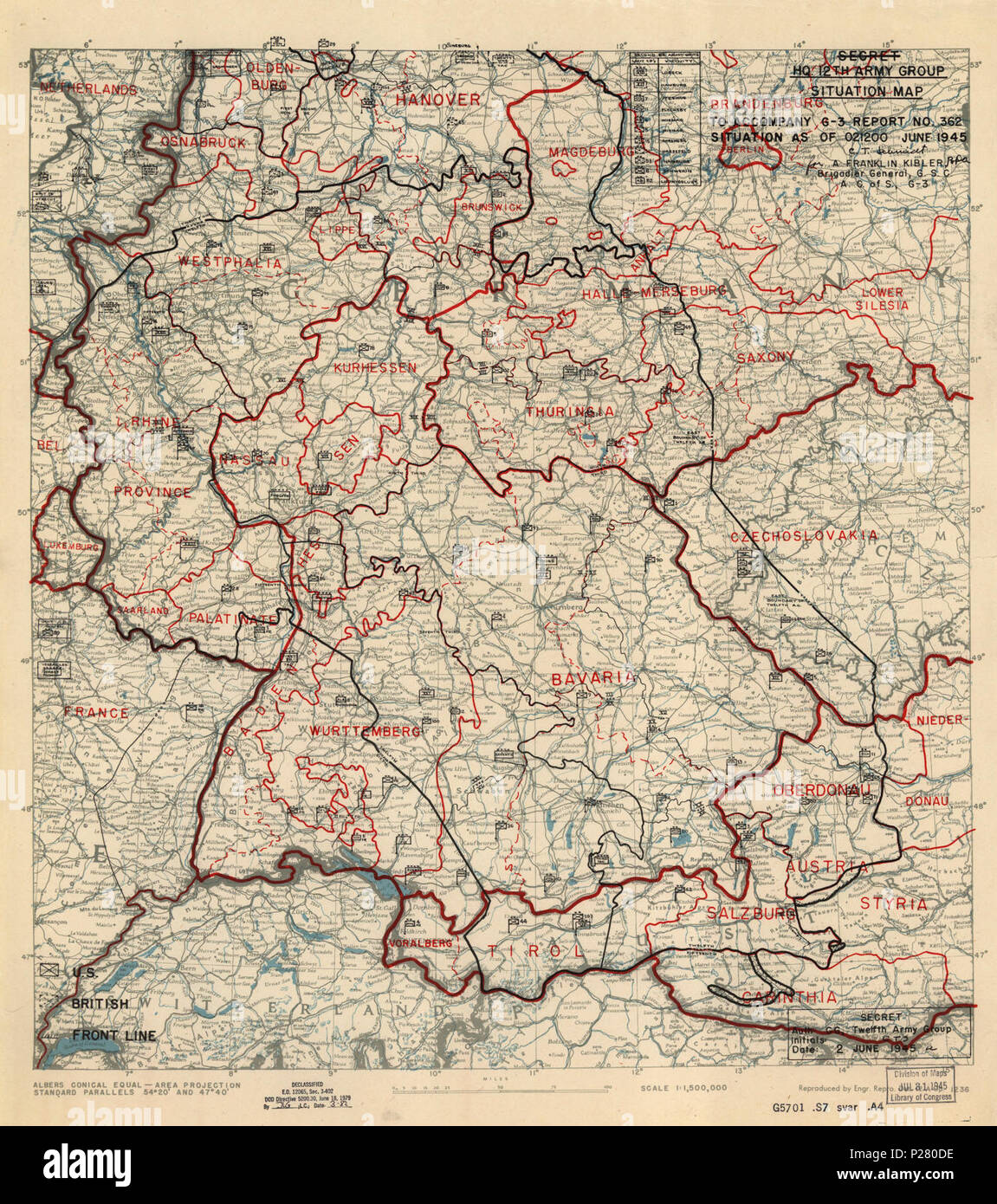 (June 2, 1945), HQ Twelfth Army Group situation map. LOC 2004631982 ...