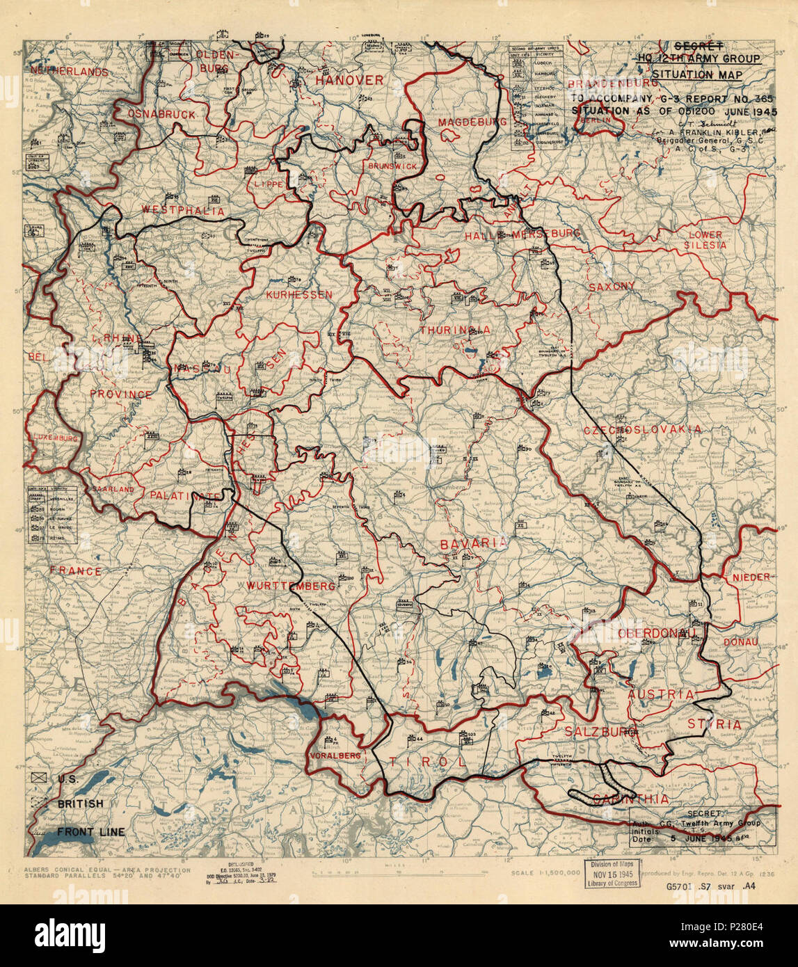 (June 5, 1945), HQ Twelfth Army Group situation map. LOC 2004631985 ...