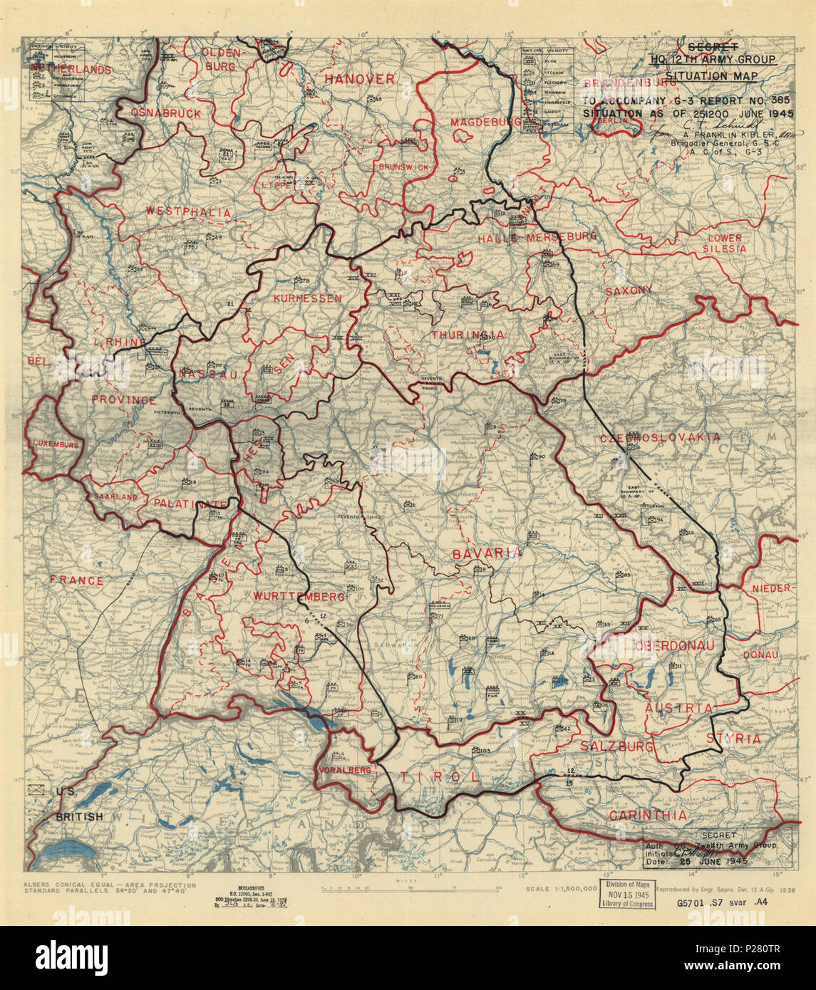 (June 25, 1945), HQ Twelfth Army Group situation map. LOC 2004629187 ...