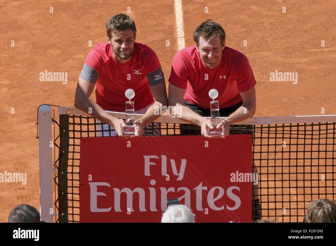 Nikola Mektic and Alexander Peya celebrate winning the men's doubles at ...