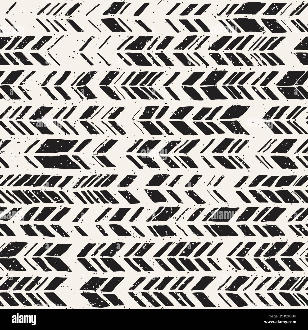 Seamless hand drawn style chevron pattern in black and white. Abstract ...