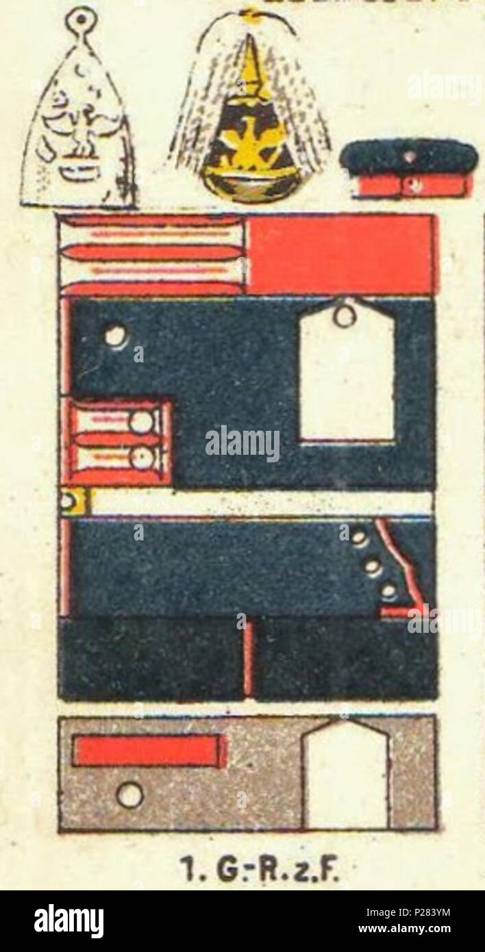 122 Farbschema der Uniform, 1. Garde-Regiment zu Fuß, Die Uniformen der deutschen Armee, Ruhl ...