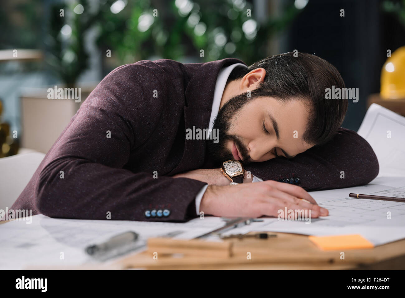 Architect working on drawings blueprints hi-res stock photography and ...