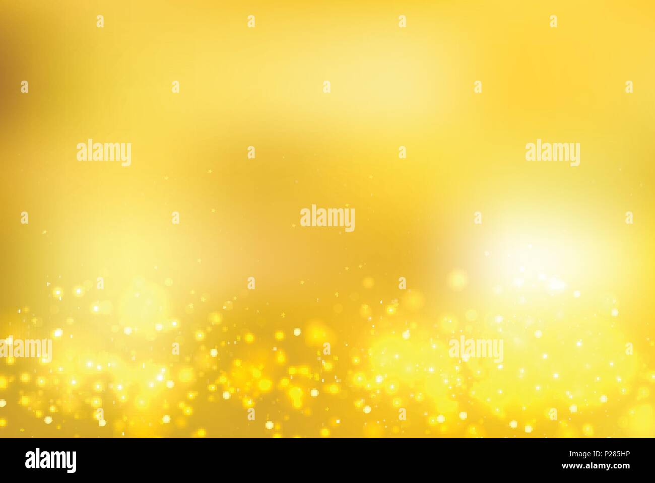 Abstract gold blurred background with bokeh and gold glitter footers ...