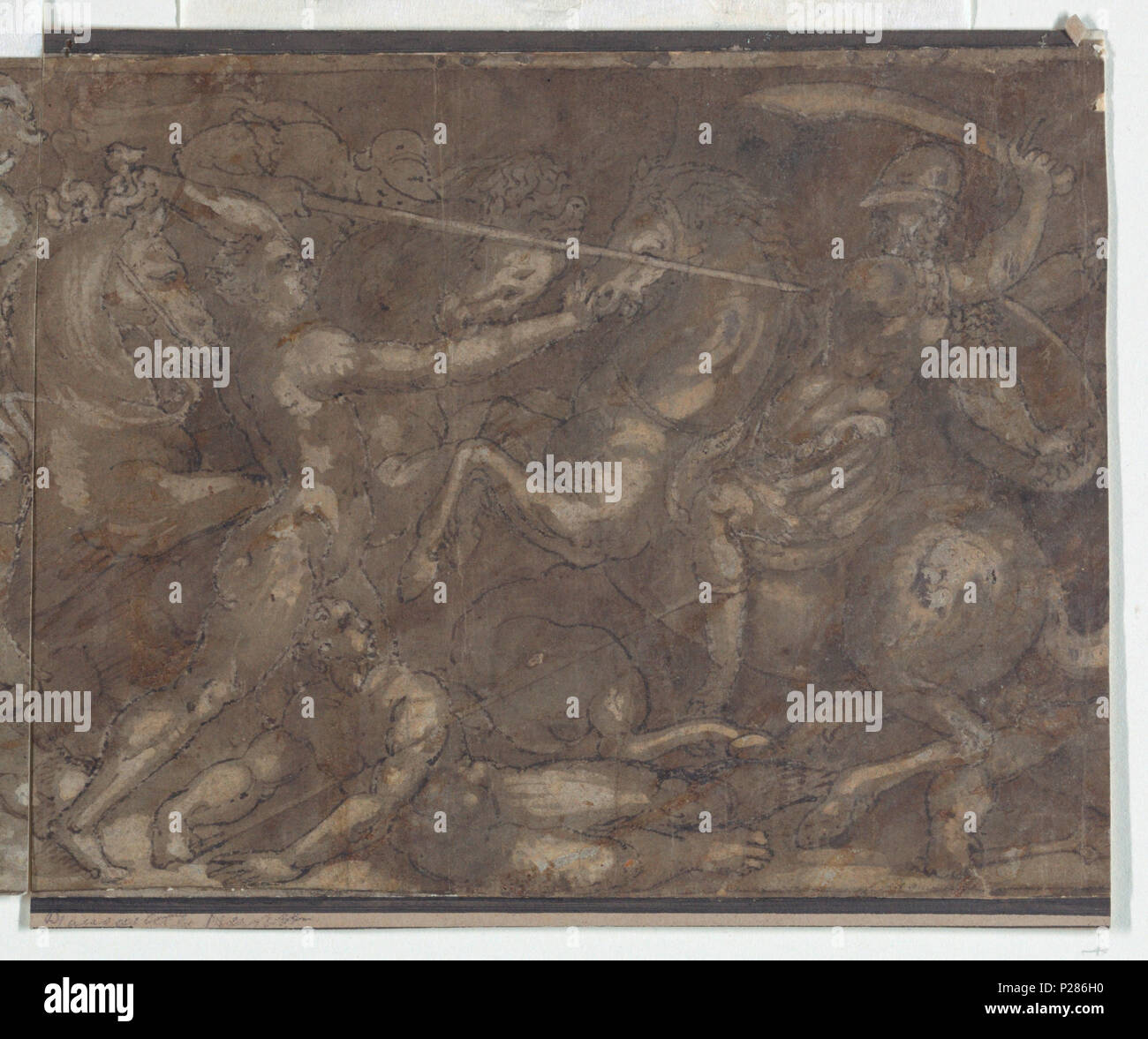 . English: Drawing, Battle Scene . English: One of a three part drawing ...