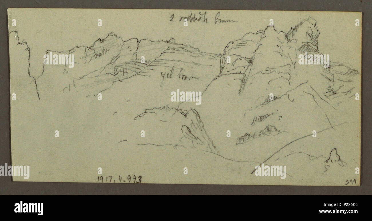 . English: Drawing, Camel Studies, Mountain Peak . English: Verso ...