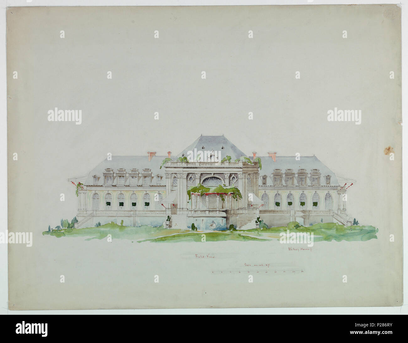 . English: Drawing, Clubhouse and Golf Club, Newport, Rhode Island, ca ...