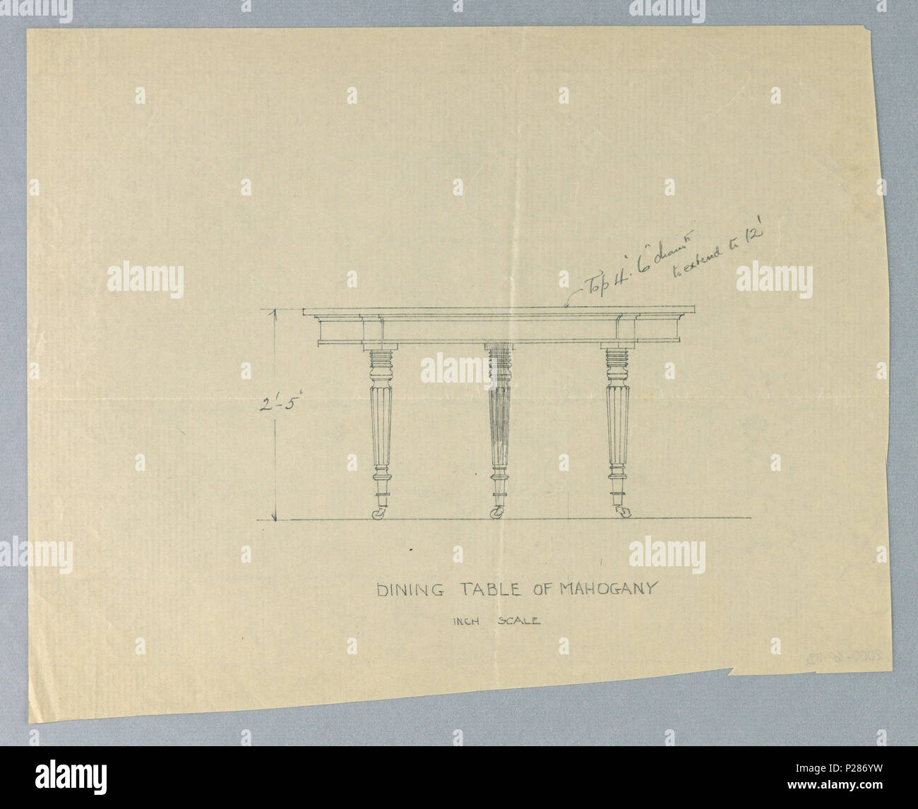 99 Drawing, Design for (Elevation of) Dining Table of Mahogany, 1900–05 ...
